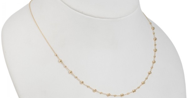 Colier din Aur de 18K cu Bile si Lant Diamantat - Made in Italy